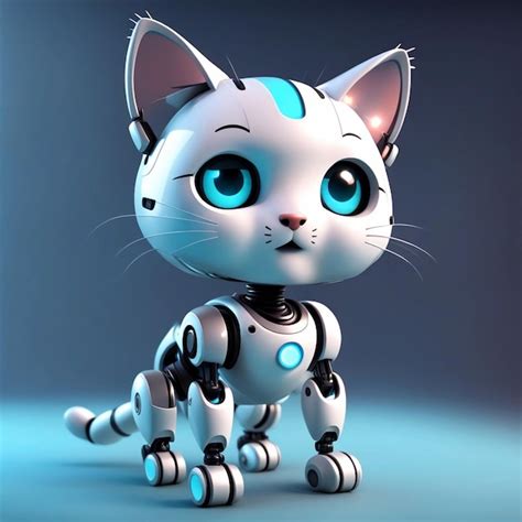 Cute Avatar 3d Image Of Ai Powered Robotic Cute Friendly Cat Premium Ai Generated Image