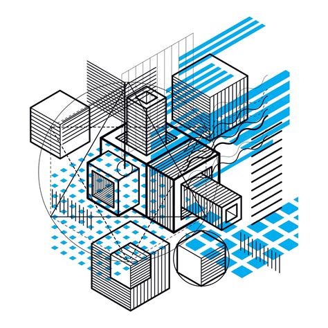 Premium Vector Abstract Background With Isometric Elements Vector Linear Art With Lines And