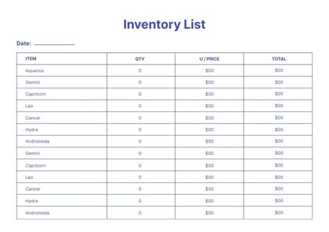 Personalize Online This Minimalist Store Stock Inventory Checklist Layout