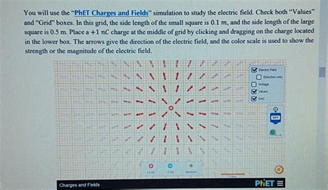 solved you will use the “phet charges and fields” simulation
