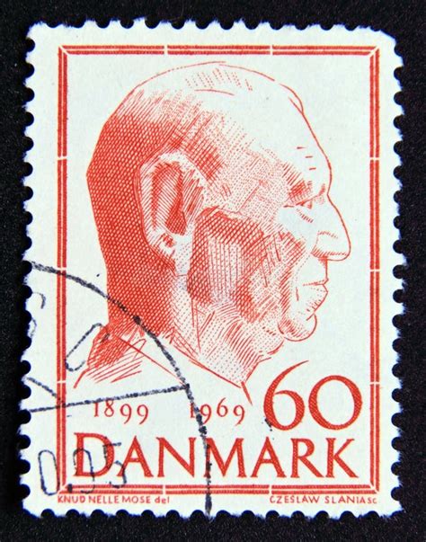 Postage Stamp Denmark 1969 King Frederik Ix Portrait Editorial Stock
