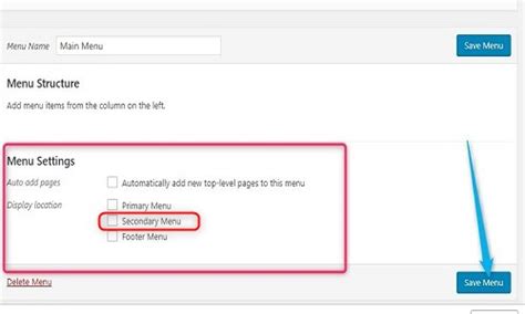 How To Create A Secondary Menu In The WordPress Website
