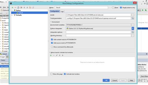 Python Configure Pycharm To Debug Odoo 8 Stack Overflow