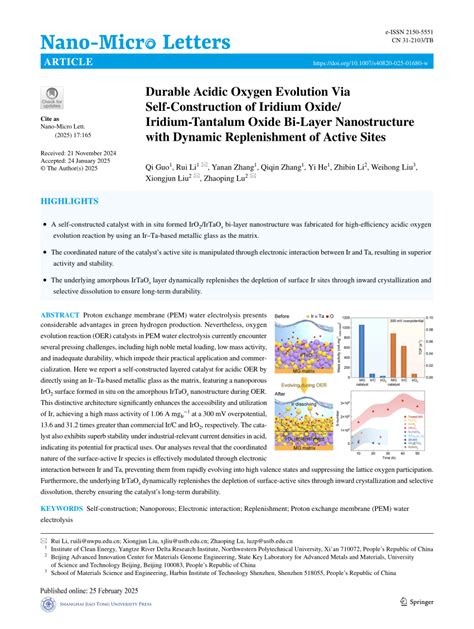 Pdf Durable Acidic Oxygen Evolution Via Self Construction Of Iridium Oxideiridium Tantalum