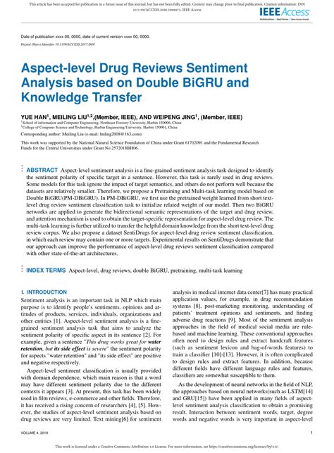 Pdf Aspect Level Drug Reviews Sentiment Analysis Based On Double