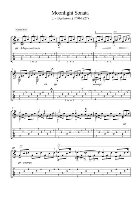 Moonlight Sonata Chords Guitar