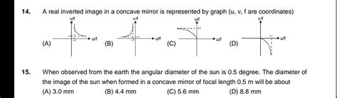 A Real Inverted Image In A Concave Mirror Is Represented By Graph U Vf