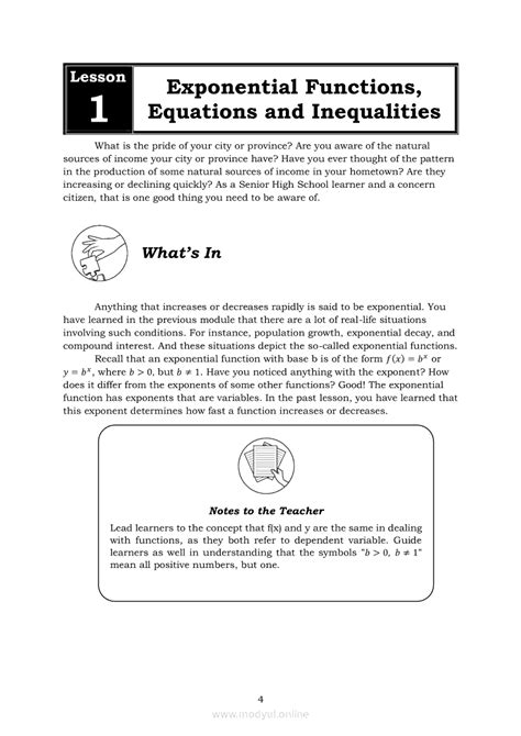 General Mathematics Module 18 Solving Exponential Equations And Inequalities Shs Modules