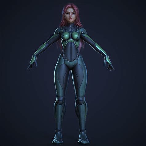 3d Model Female Futuristic Vr Ar Low Poly Cgtrader