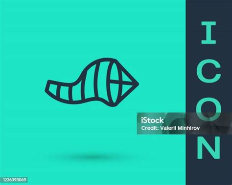 녹색 배경에 격리 된 검은 선 콘 기상학 Windock 바람 베인 아이콘입니다 윈드삭은 바람의 방향과 강도를 나타냅니다 벡터 일러스트레이션 검은색에 대한 스톡 벡터 아트 및