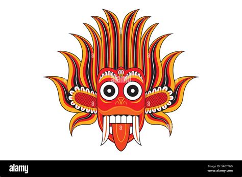 Sri Lankan Dancing Devil Mask Isolated On White Background Vector Drawing Stock Vector Image