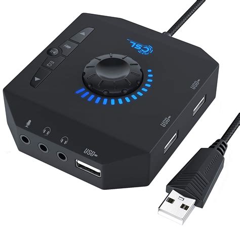 Външна звукова карта Csl Usb 3 в 1 усилвател терминал за свързване на слушалки и Usb хъб с