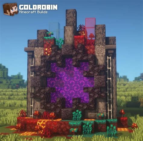 Minecraft How To Build A Medieval Nether Portal Nether Portal Design