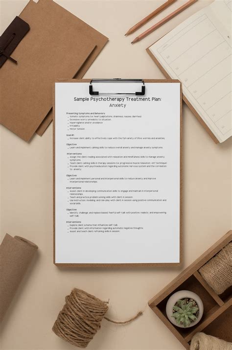 Sample Psychotherapy Treatment Plan For Anxiety Tool For Therapists