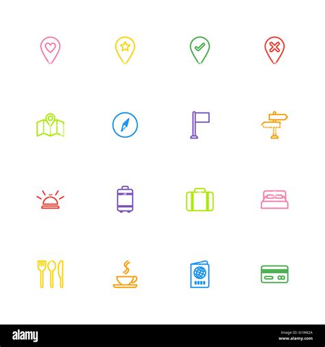 JPEG Colorful Line Travel Icon Set For Web UI Infographic And Mobile Apps Stock Photo Alamy
