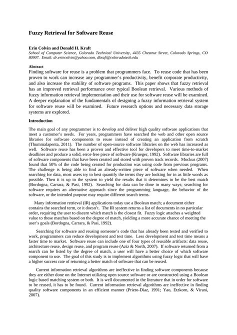 Pdf Fuzzy Information Retrieval