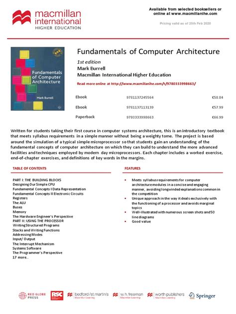 fundamentals of computer architecture 1st edition pdf central processing unit computer