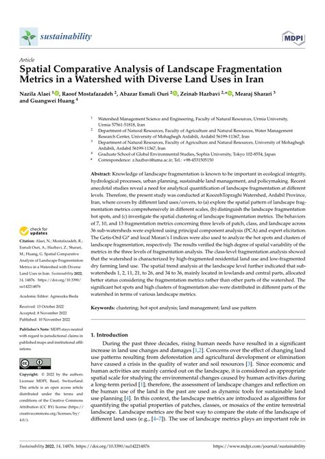 Pdf Spatial Comparative Analysis Of Landscape Fragmentation Metrics