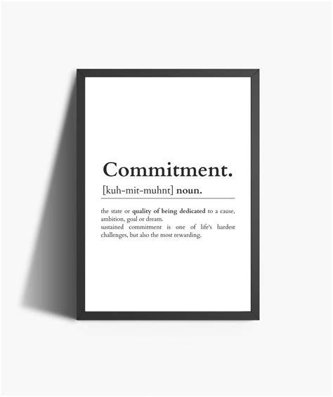 Commitment Definition Print Motivational Print Etsy