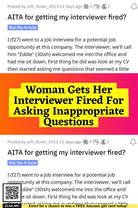 Woman Gets Her Interviewer Fired For Asking Inappropriate Questions Artofit