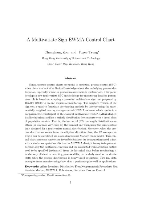 Pdf A Multivariate Sign Ewma Control Chart
