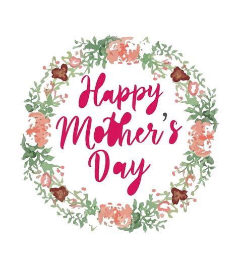 축하하는 어머니의 날 둥근 꽃 경계 디자인 프리미엄 벡터