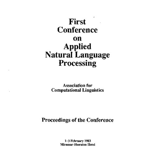 First Conference On Applied Natural Language Processing Acl Anthology