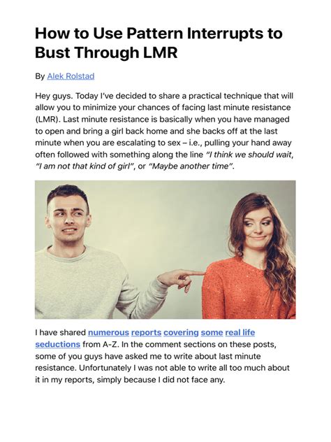 How To Use Pattern Interrupts To Bust Through Lmr Pdf Sexual