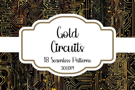 Gold Circuits Seamless Patterns