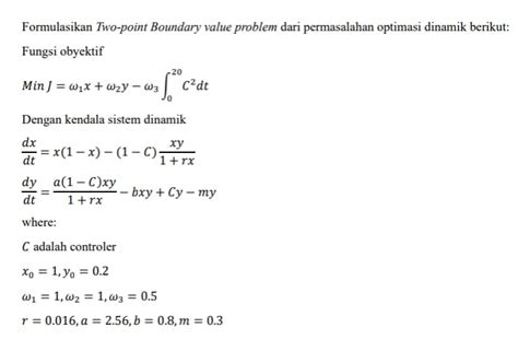 formulasikan two point boundary value problem dari