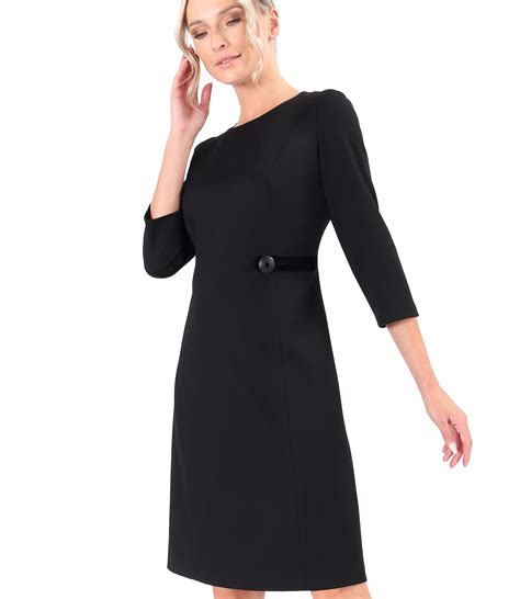 Rochie Office Evazata Din Stofa Texturata Cu Viscoza Negru Yokko