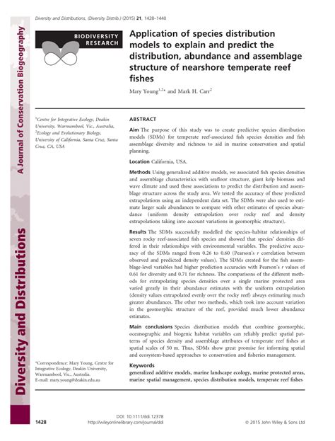 Pdf Application Of Species Distribution Models To Explain And Predict The Distribution