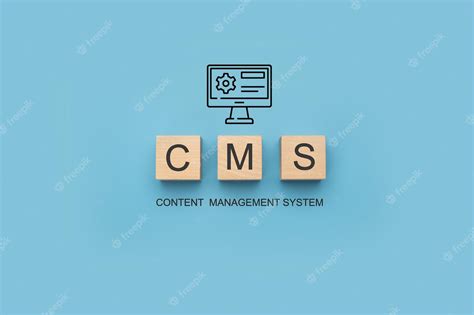 Premium Photo Cms Content Management System Banner Cms Block Letters On Blue Background Cms