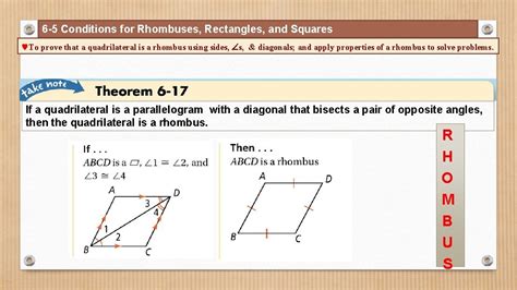6 5 Conditions For Rhombuses Rectangles And Squares
