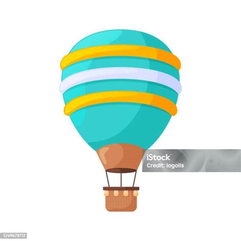 열기구 만화 평면 벡터 일러스트 흰색 배경에 고립 된 항공편에 대한 다채로운 빈티지 항공 차량 화려한 하늘 풍선 바구니 디자인 요소와 비행선 0명에 대한 스톡 벡터 아트 및