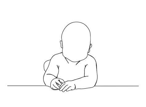 귀여운 아기 단일 라인 아트 드로잉은 라인 벡터 일러스트 레이 션을 계속 프리미엄 벡터