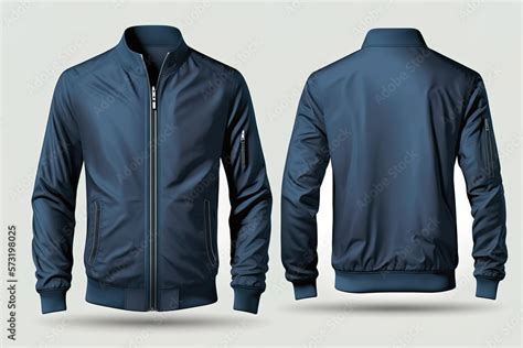 Blue Jacket For Men Blank Template For Graphic Design Front And Back
