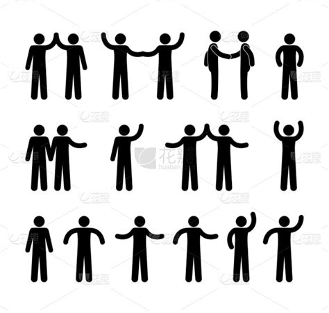 人 男人 计算机图标 简笔人物画 做手势 分离着色 姿态 背景分离 多样 仅男人