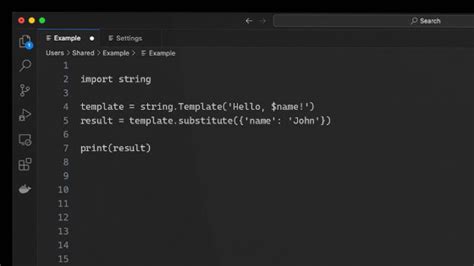 Basic Example Of Stringtemplatetemplate In Python