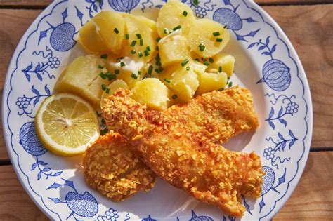 Close Up Picture Of Breaded And Deep Fried Cod Fish Fillet Stock Image