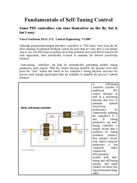 Fundamentals Of Self Tuning Control Pdf Control Theory Applied