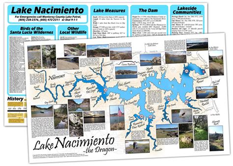 Lake Nacimiento Paso Robles Laminated Boat Camping Map And Facts Page