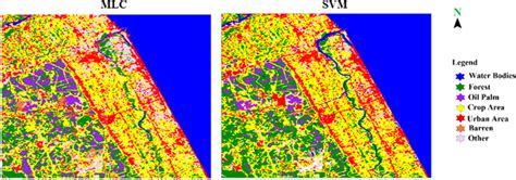 svm and mlc based classified maps achieved for the entire research