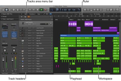 Tracks Area Logic Pro X Help