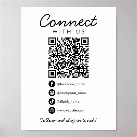 Connect With Us Social Media Qr Code Template Poster Zazzle Coding
