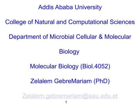 Mol Biol Lecture 1 Pp2j3evv23te2u3etxi2u3s4 Ppt