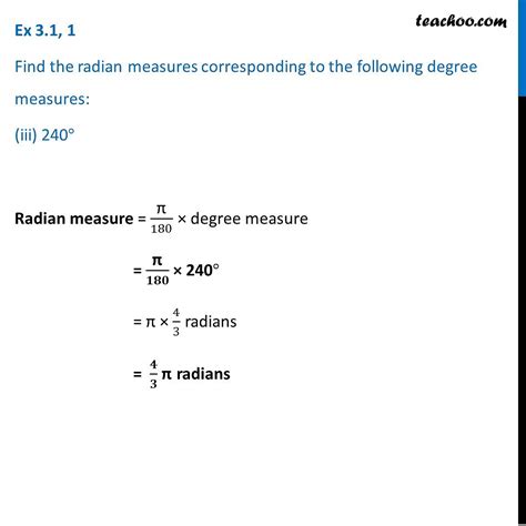Ex 31 1 Convert 240° Degree To Radian Trigonometry Class 11