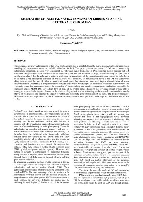 PDF SIMULATION OF INERTIAL NAVIGATION SYSTEM ERRORS AT AERIAL PHOTOGRAPHY FROM UAV