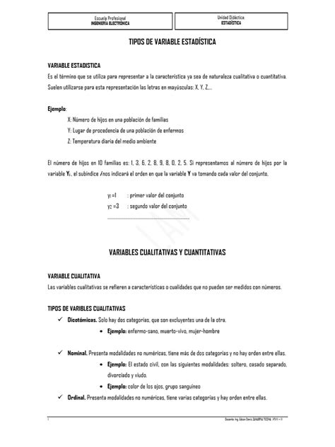 Tipos De Variable Estadística Descargar Gratis Pdf Nivel De Medida Estadísticas