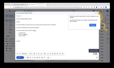 Table Insertion In Gmail Step By Step Instructions WebTipsTech